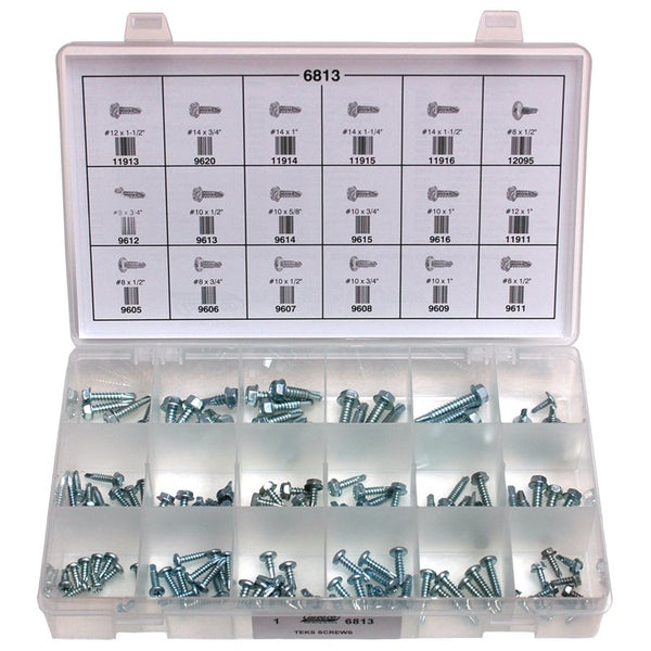 Car-Pak J00072 Replaced By Auveco 6813 Teks Screw Quik-Select Kit, Qua ...